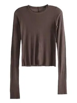 RICK OWENS Cropped Rib Long Sleeve T-Shirt