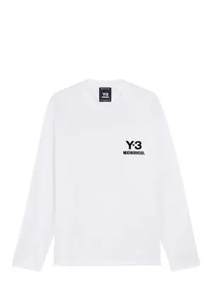 Adidas Y3 Nbhd Logo Long Sleeve Tee Shirt - Core White