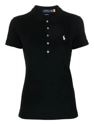 Polo Ralph Lauren Julie Slim Short Sleeve Polo Shirt Black White