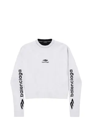 Balenciaga 3b Sports Icon Cropped Crewneck Sweatshirt - White/black