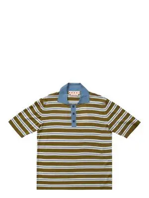 Marni Striped Wool Polo Shirt - Grass