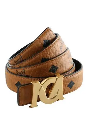 Mcm Mart Visetos 2.5 Belt - Cognac/gold/tone