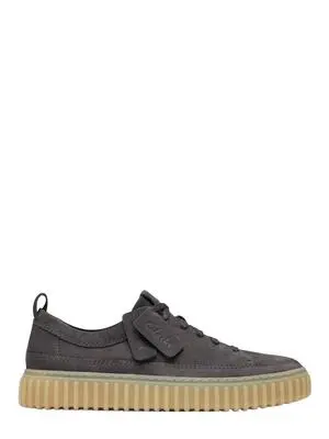Clarks Torhill Lace Up Sneakers - Dark Grey Nubuck
