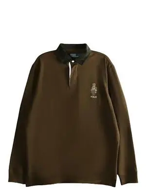Polo Ralph Lauren Long Sleeve Jersey Novelty Bear Rugby Shirt - Branch Brown Heritage Bear