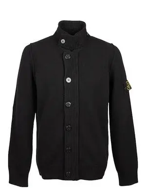 Stone Island Zip Up Cardigan - Black