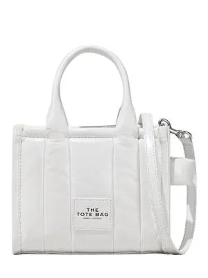 Marc Jacobs Shiny Crinkle Leather Crossbody Tote Bag - White