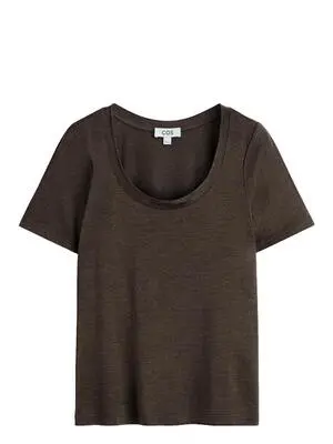 Cos Slim Silk T-shirt - Brown