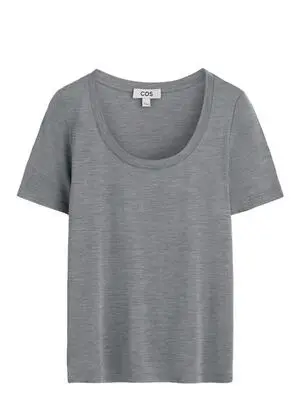 Cos Slim Silk T-shirt - Gray