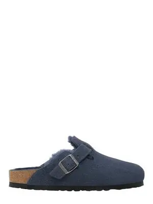 BIRKENSTOCK Boston Shearling Suede Leather Clogs - New Navy Blue