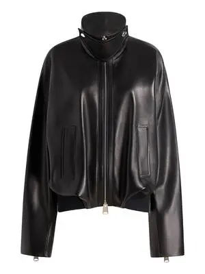 Khaite Hammett Leather Bomber Jacket - Black