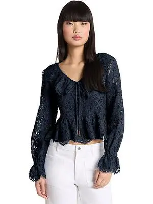 Michael Kors Corded Floral Lace Blouse - Blue