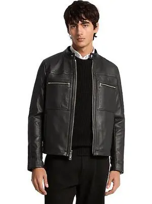 Michael Kors Leather Racer Jacket - Black