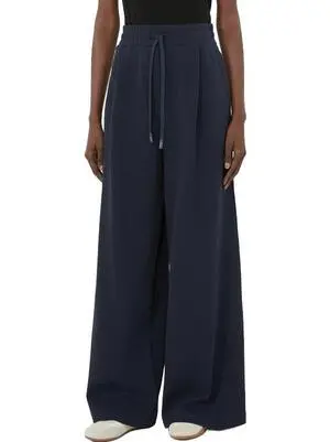 Max Mara Perdoni Side Stripe Cotton Blend Pants - Navy
