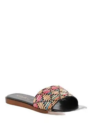 Seychelles Palm Oasis Woven Slide Sandal Black Multi
