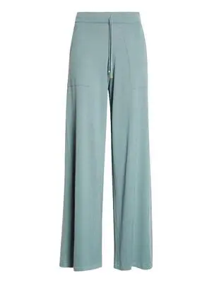 Eleventy Avalon Travel Merino Wool Drawstring Pants - White/jade