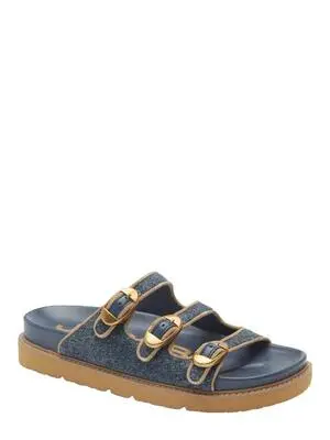 Marc Jacobs The Kiki Denim Slide Sandal - Dark Wash Indigo