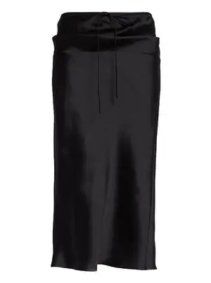 GIA STUDIOS Silk Drawstring Column Skirt - Black
