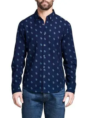 Billy Reid Pelican Paisley Wilson Button-up Shirt - Carbon Blue