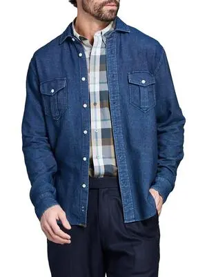 Billy Reid Scout Cotton Button-up Shirt - Carbon Blue