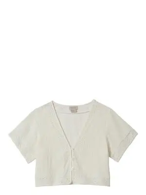 Brixton Seaside Eyelet Trim Crop Top - Off White Eyelet