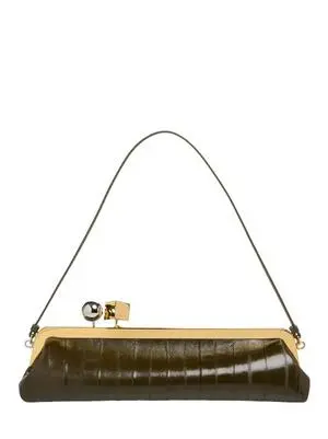 Jacquemus La Pochette Salon Leather Clutch Dark Khaki 580