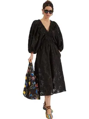 La DoubleJ Bayside Jacquard Voile Dress - Begonia Nero Black