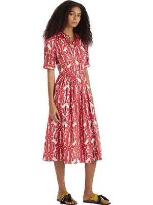 La DoubleJ Libertine Cotton Midi Dress - Clover Red