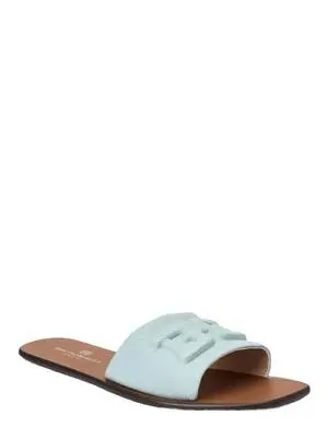 Bruno Magli Leather Slide Sandal - Sky Blue Tumbled