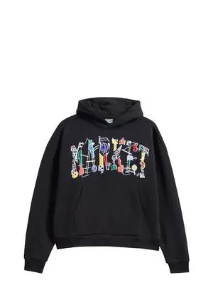 MARKET Work Of Arc Cotton Graphic Hoodie - Black