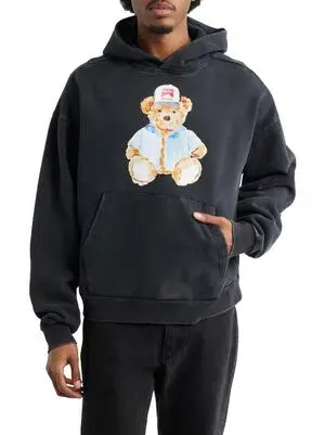 MARKET Watercolor Teddy Bear Graphic Hoodie - Black
