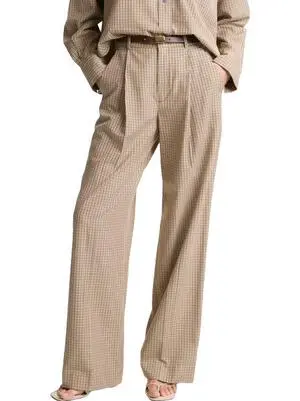 Vince Camille Check Wide-leg Pants - Light Wheatstone Check