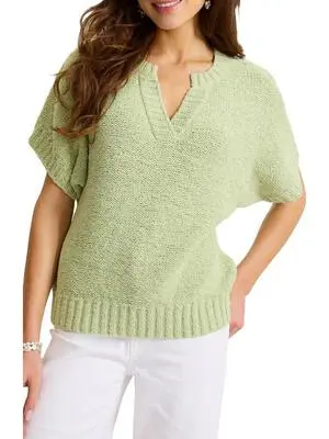 Tommy Bahama Harbor Pebble Short Sleeve Cotton Blend Sweater - Extra Light Margarita