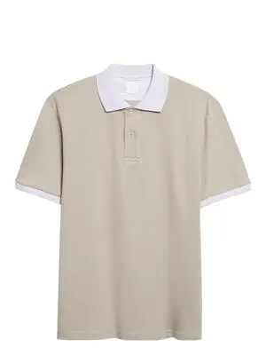Eleventy Contrast Trim Cotton Piqué Polo - Sage/light Gray
