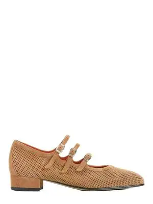 CAREL Perforated Triple-Strap Pumps Neutrals