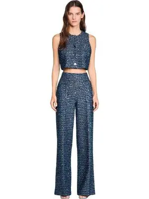 Sandro Sequin Trousers - Navy Blue