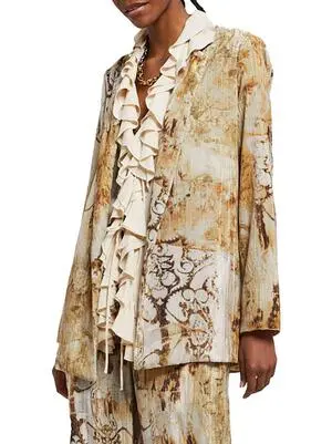 OTTOD'AME Patterned Blazer - Beige