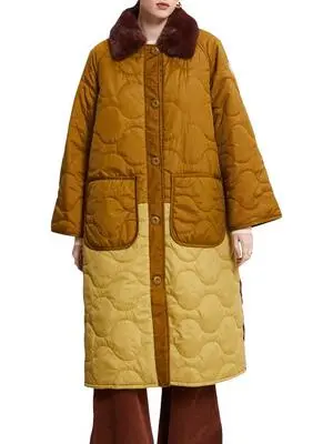 OTTOD'AME Quilted Long Puffer Jacket - Brown
