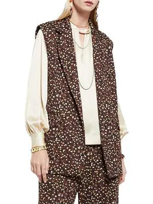 OTTOD'AME Printed Sleeveless Blazer - Brown