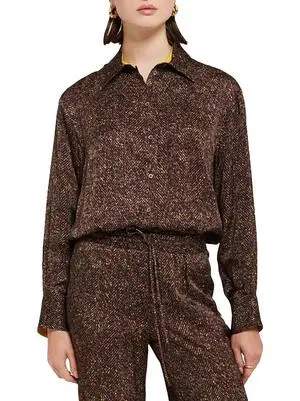 OTTOD'AME Printed Viscose Shirt - Brown
