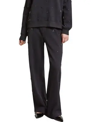 OTTOD'AME Cotton Jogger Trousers With Strass And Drawstring Black