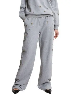 OTTOD'AME Cotton Jogger Trousers With Strass And Drawstring Grey