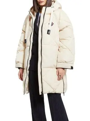 OTTOD'AME Midi Quilted Puffer Jacket - Ecru