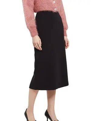 OTTOD'AME Solid Midi Skirt - Black