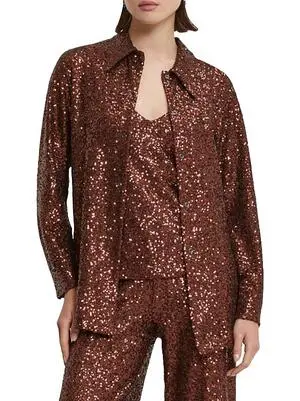 OTTOD'AME Sequin Embellished Shirt Bronze