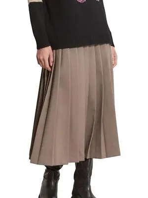OTTOD'AME Pleated Midi Skirt - Brown