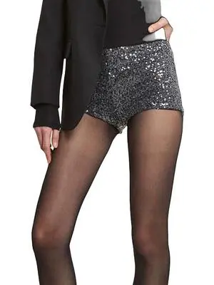 OTTOD'AME Sequined Mini Shorts - Metallic Silver