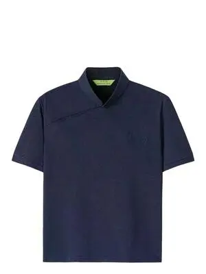 Shanghai Tang Horse-Detail Polo Top Blue