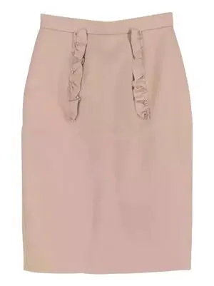 Miu Miu Pencil Ruffle Skirt - Neutrals