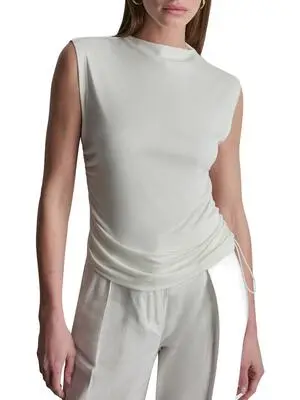 Dkny Side Ruched Knit Top - Ivory
