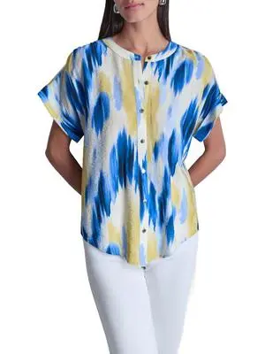 Dkny Abstract Print Button-up Shirt - Sunlit Shoreline
